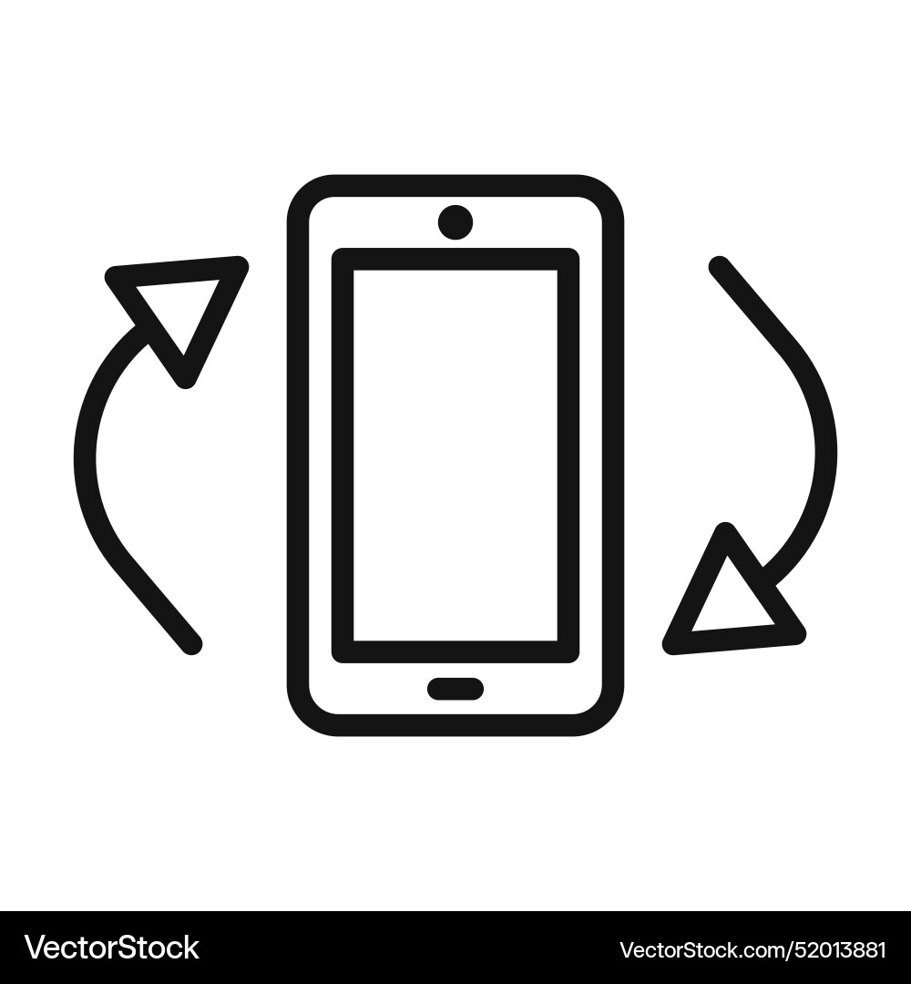 Rotate phone icon black line art Royalty Free Vector Image
