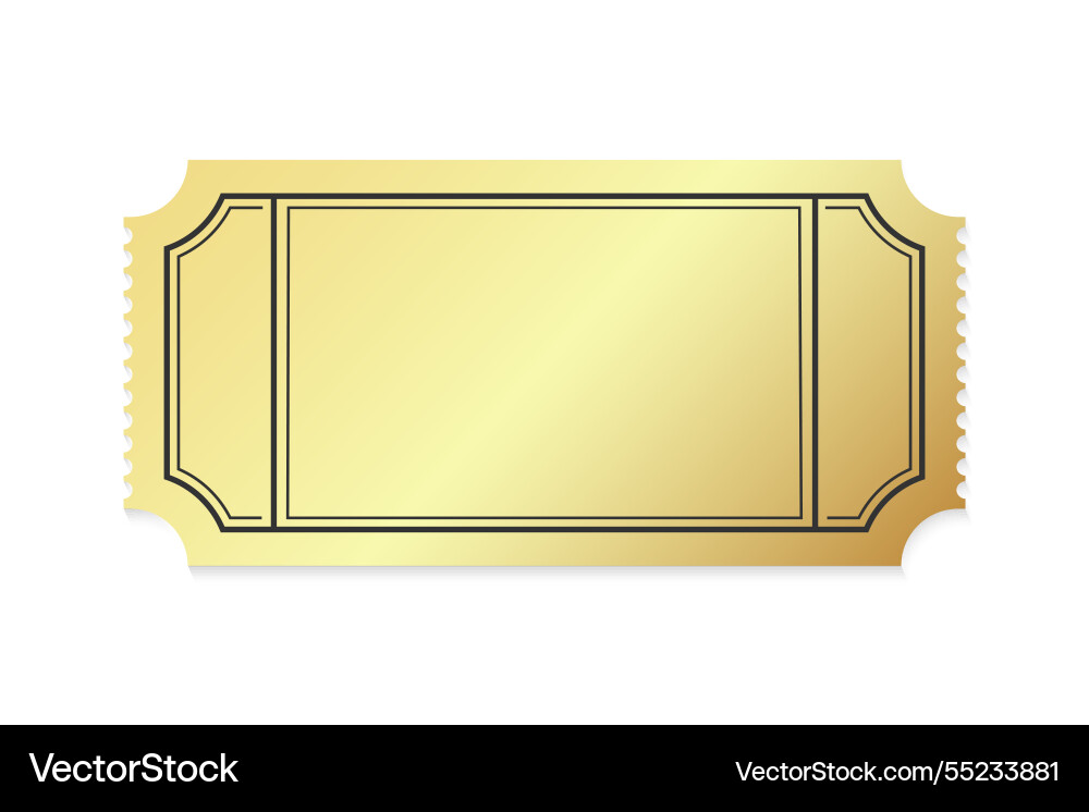 Shiny golden ticket with decorative borders Vector Image