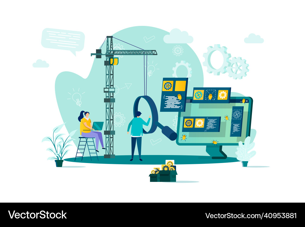 Software testing concept in flat style Royalty Free Vector