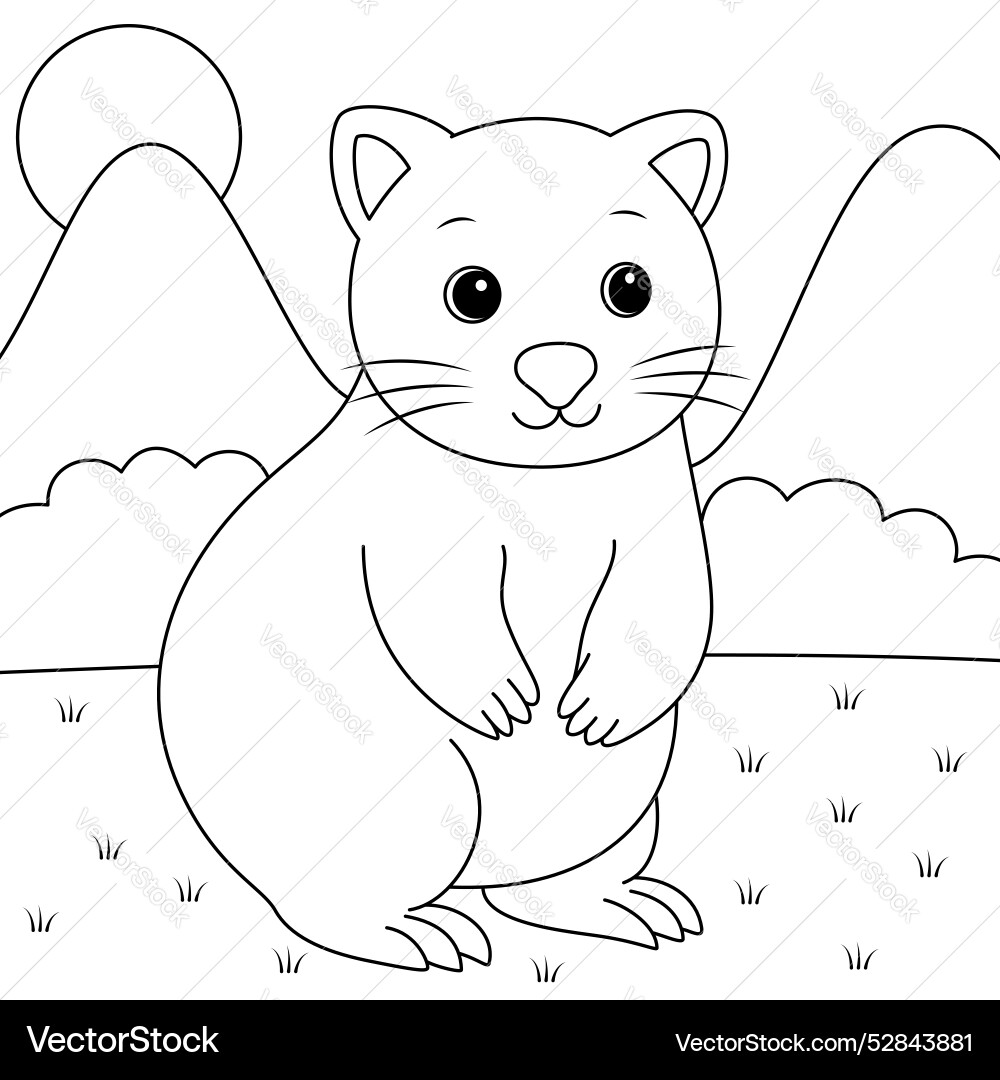Wombat outline coloring page for kids Royalty Free Vector