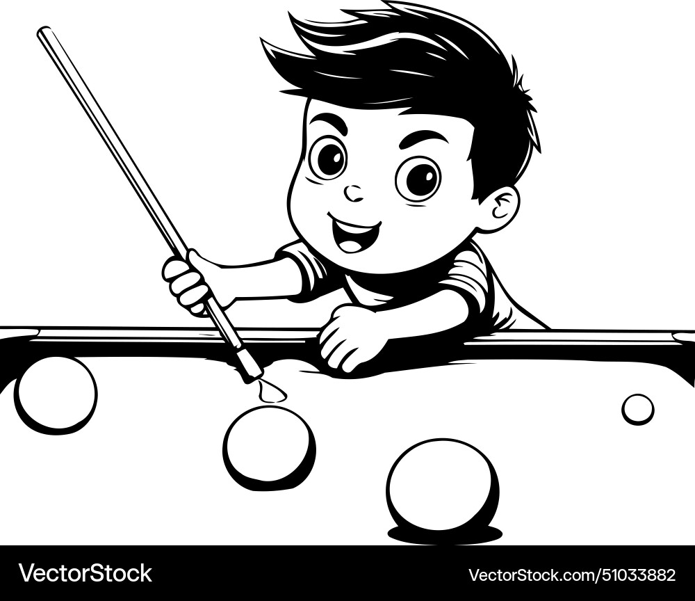 Cartoon boy playing billiards clip art Royalty Free Vector