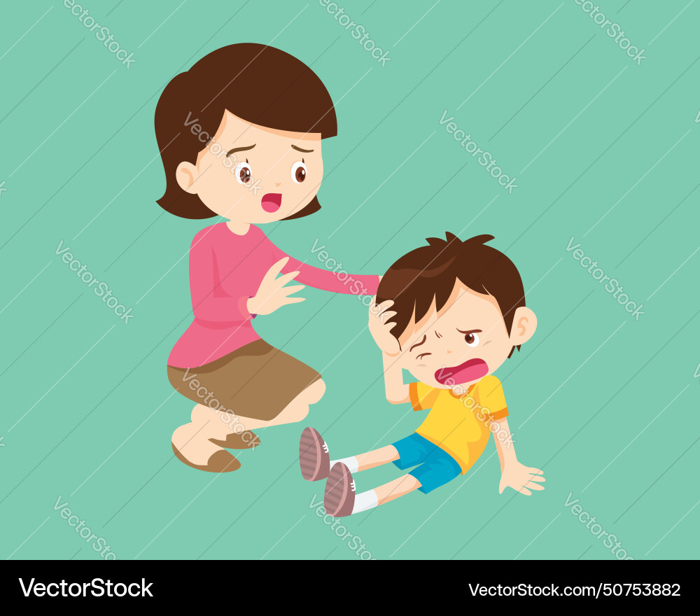 Comforting sad children with parent 2 Royalty Free Vector