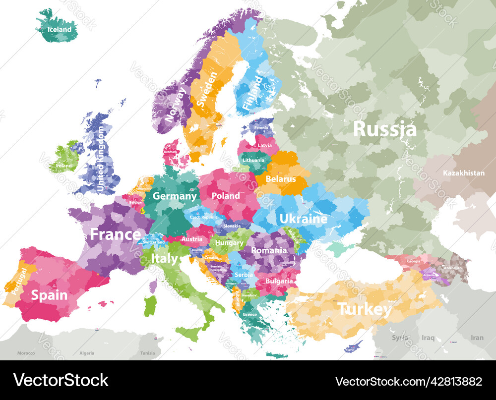 Detailed Europe Map Royalty Free Vector Image - VectorStock