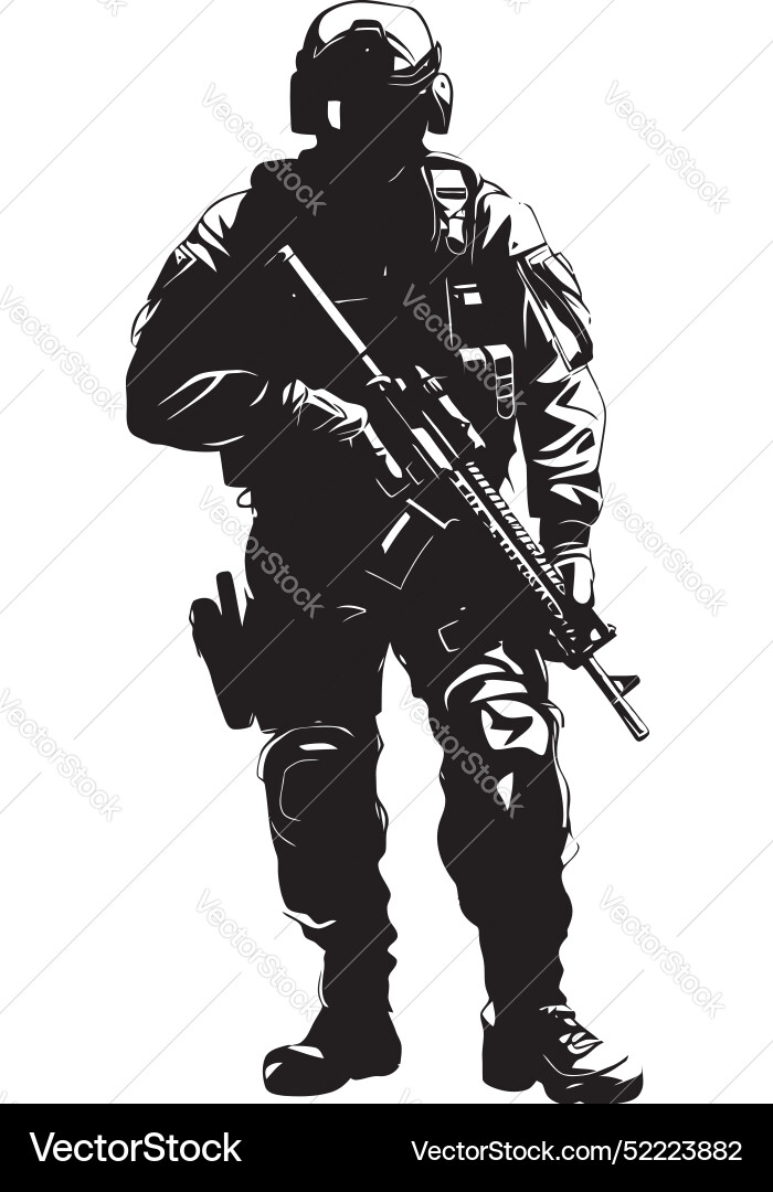 Dynamic defense monochromatic swat police Vector Image