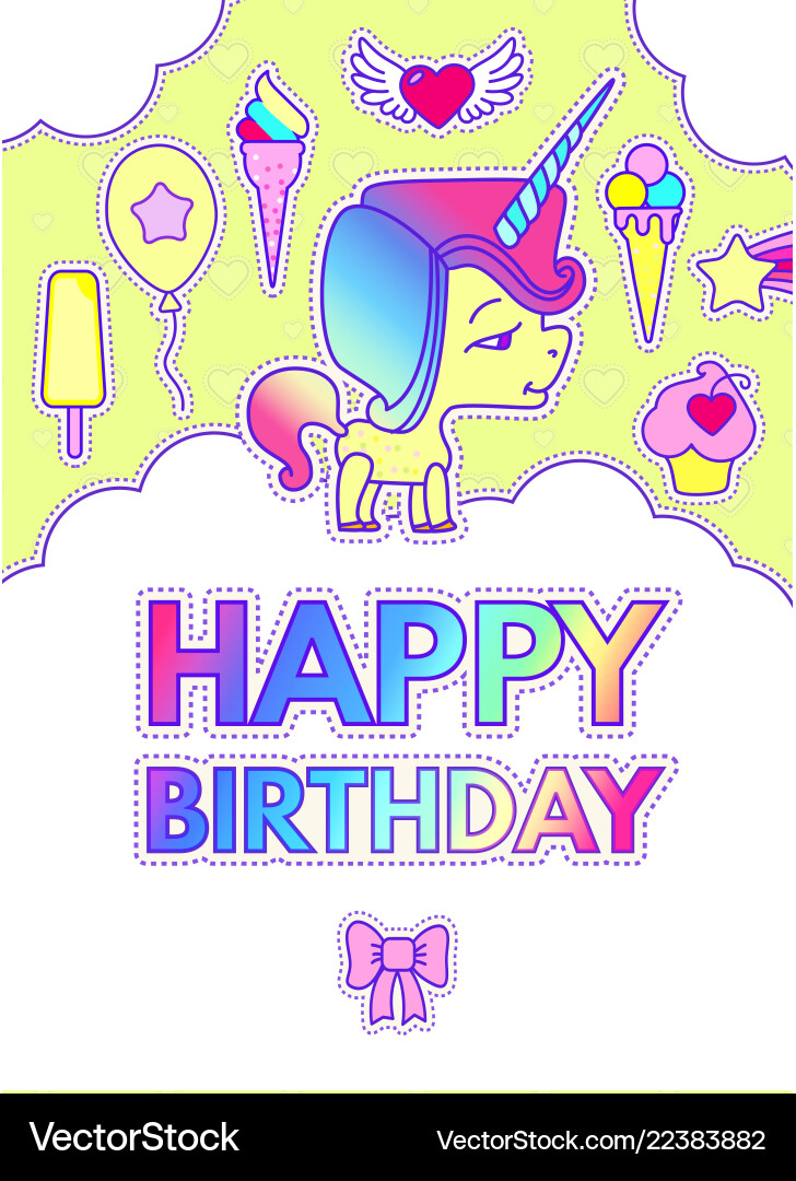 Happy birthday card template with cute magic Vector Image