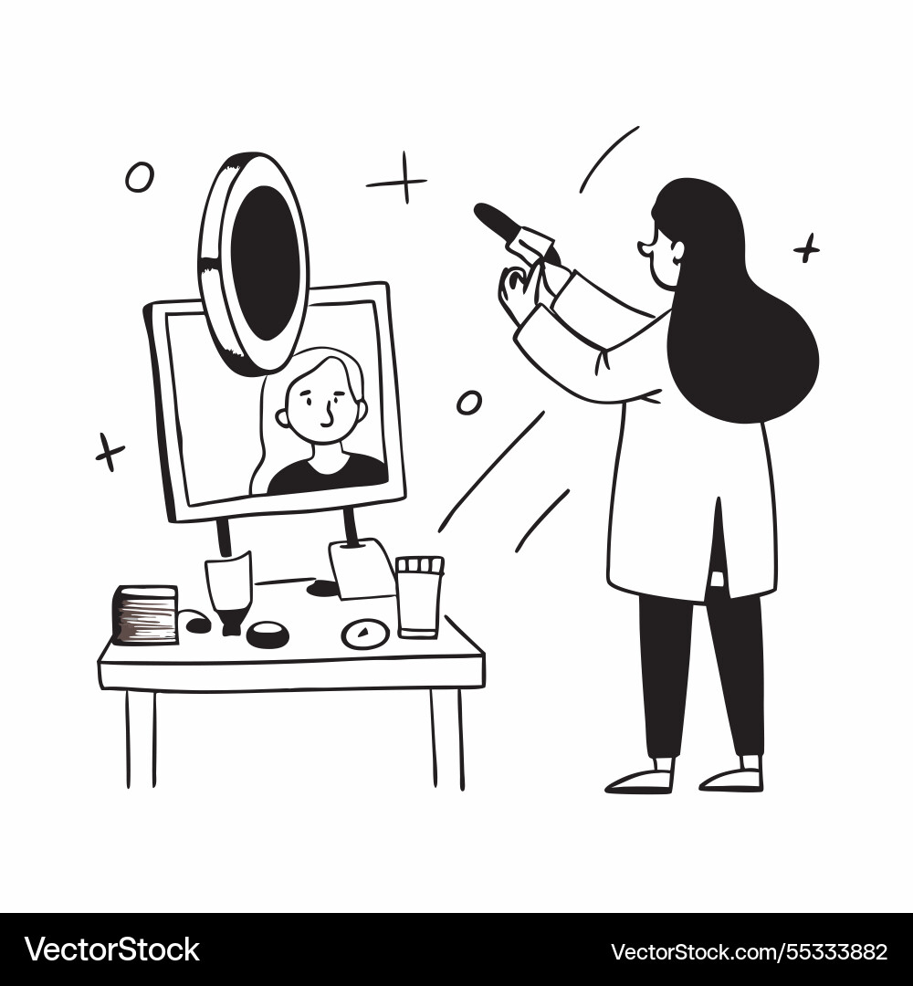 Makeup artist demonstrating primer application Vector Image