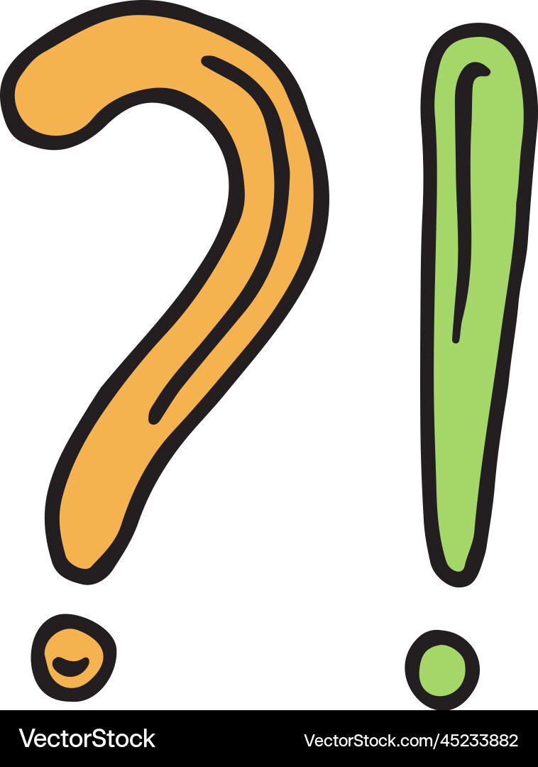 Question and exclamation mark doodle wondering Vector Image