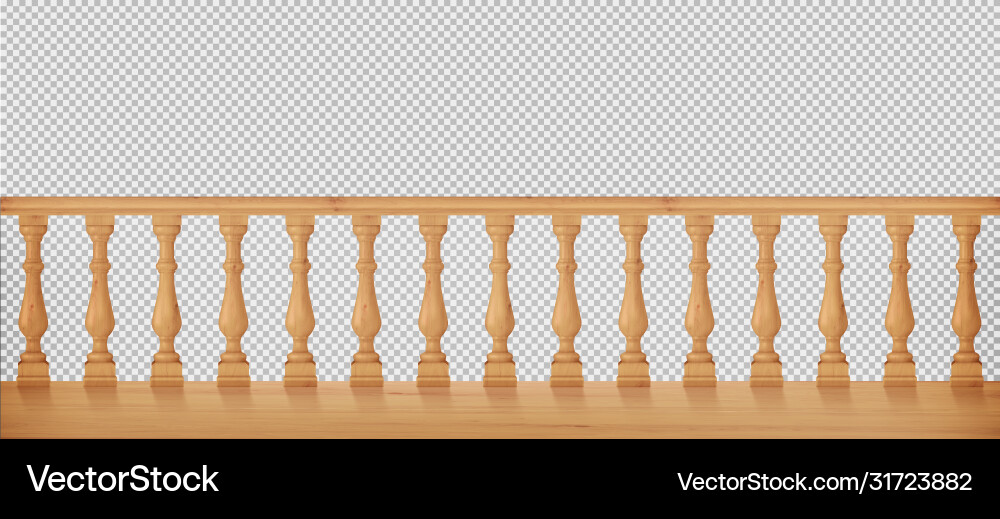 Wooden balustrade balcony railing or handrails Vector Image