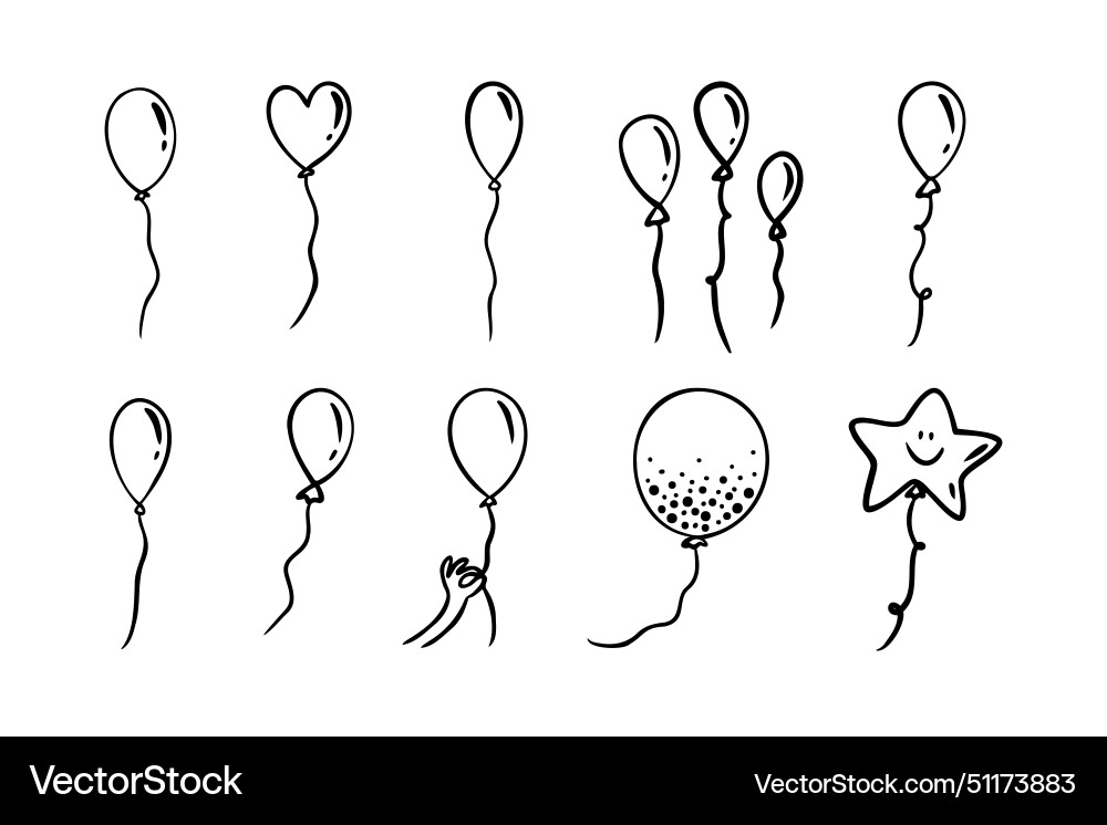 Balloon doodle icon set element Royalty Free Vector Image
