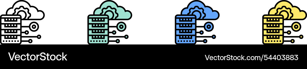 Cloud-Server-Ikone grün blau und gelb Lizenzfreier Vektor