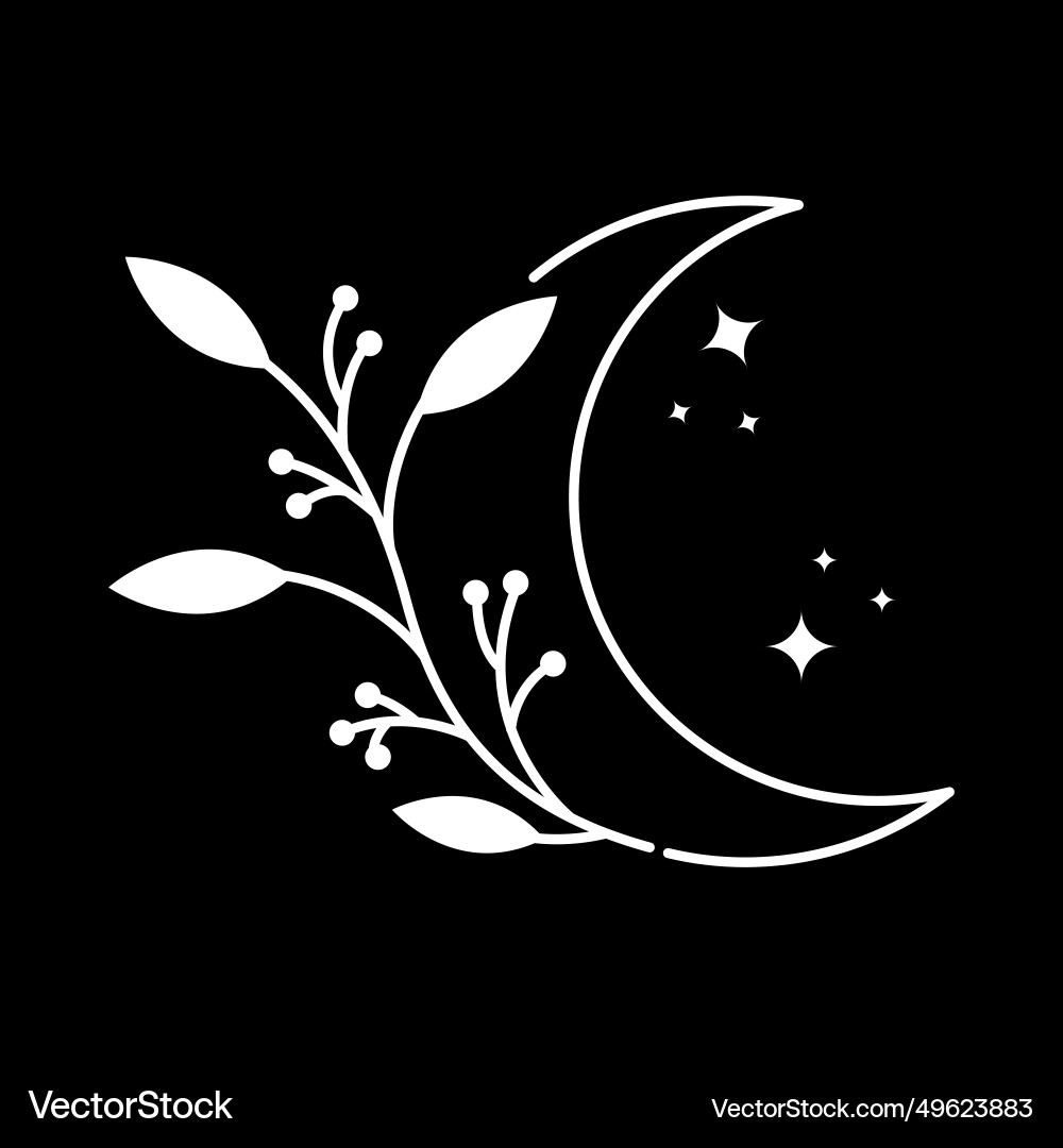 Crescent plant flower logo design image Royalty Free Vector