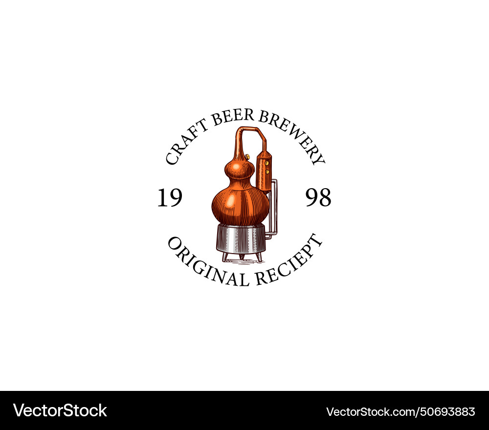 Distilled alcohol logo emblem device Royalty Free Vector