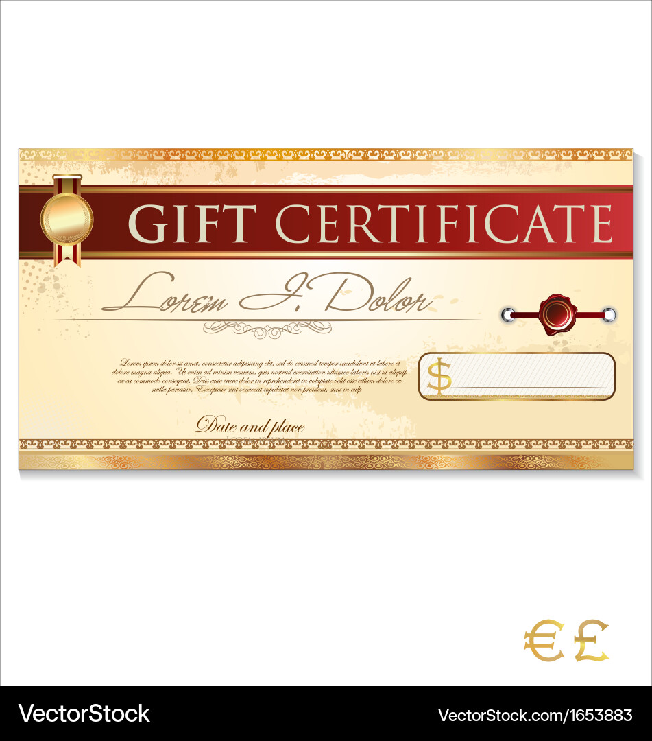 Elegant Gift Certificate Template Royalty Free Vector Image