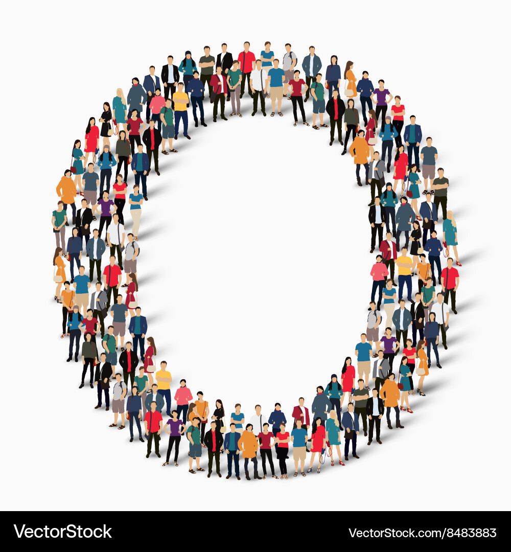 People Forming Letter O Royalty Free Vector Image