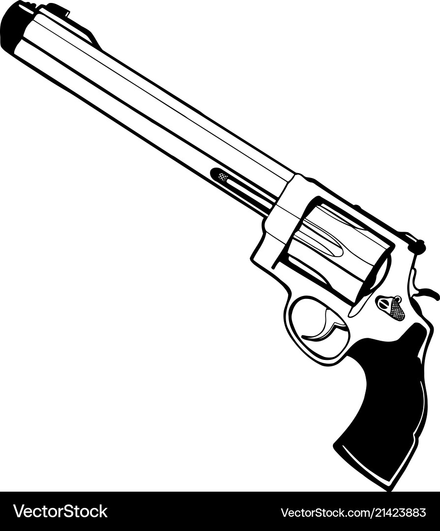 Revolver Icon - Outline Royalty Free Vector Image