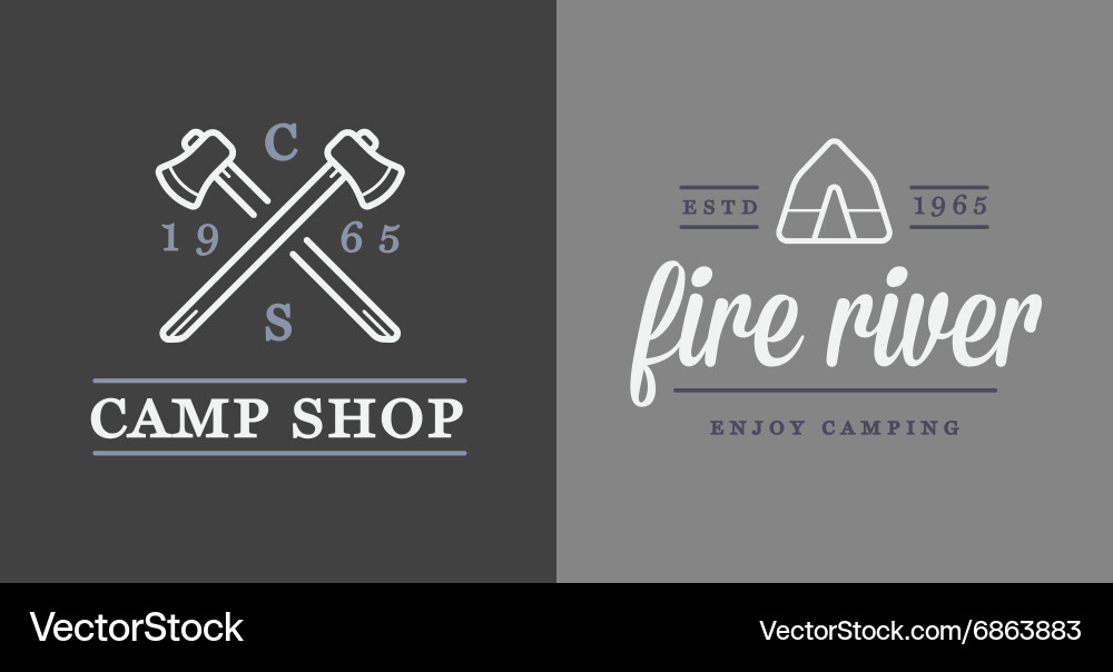 Set of camping camp elements and outdoor activity Vector Image