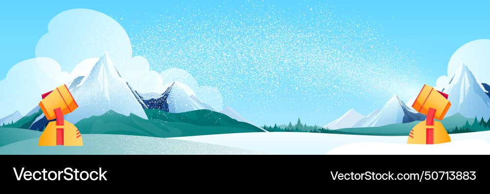 Ski resort background with slope equipment Vector Image