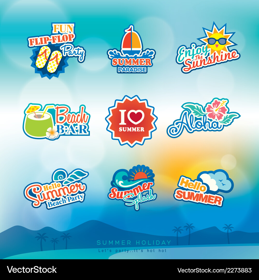Summer label sticker badge icon set Royalty Free Vector