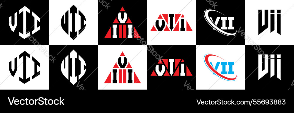 Vii letter logo design in six style polygon Vector Image
