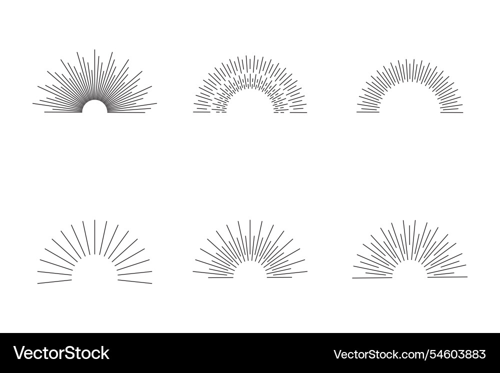 Vintage sunburst sunburst line icons set Vector Image
