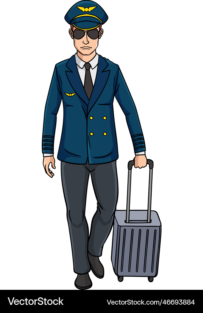 Aircraft pilot cartoon colored clipart Royalty Free Vector
