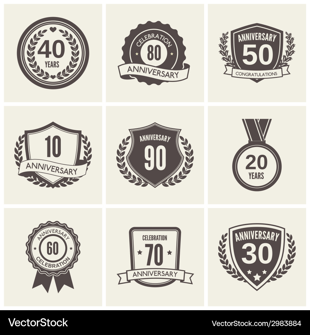 Anniversary label set Royalty Free Vector Image