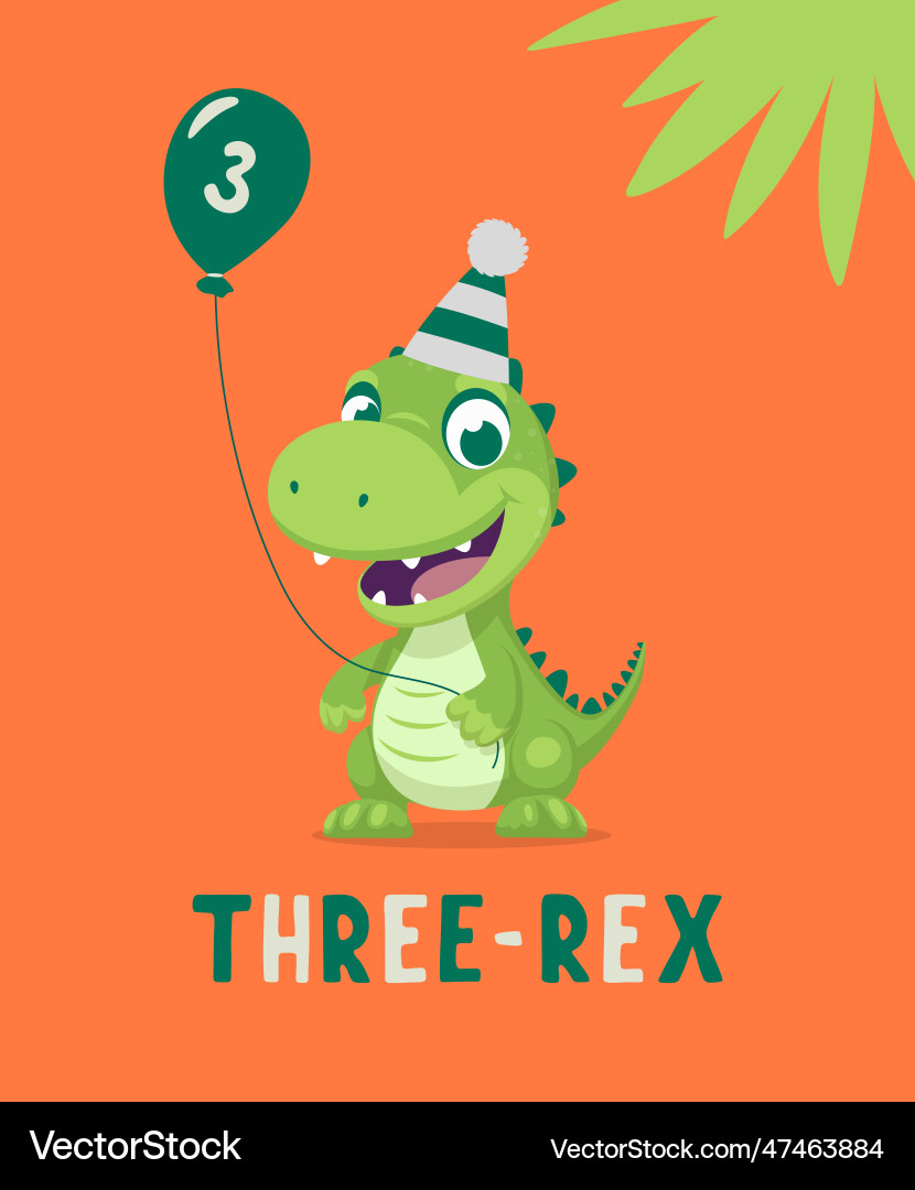 Dinosaur tirannosaur three rex cartoon tirex Vector Image
