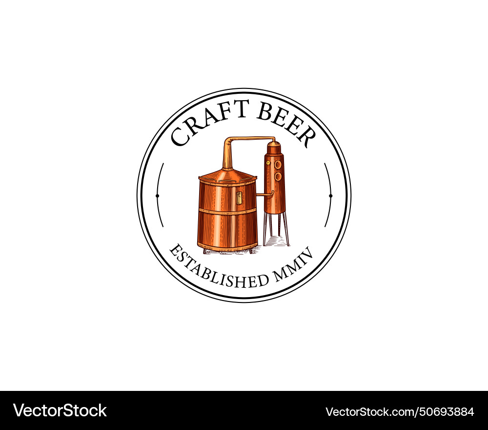 Distilled alcohol logo emblem device Royalty Free Vector