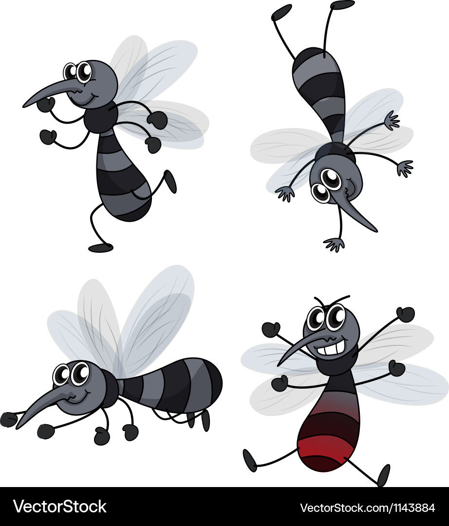 Four Cartoon Mosquitoes Royalty Free Vector Image