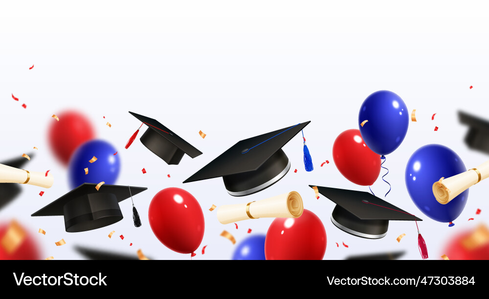 Graduation holiday realistic background Royalty Free Vector