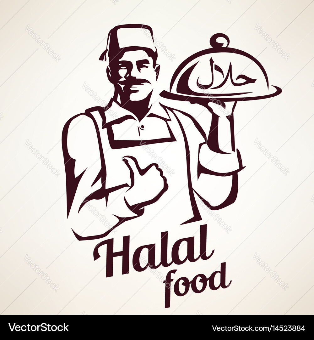 Halal Chef with Food Plate Royalty Free Vector Image