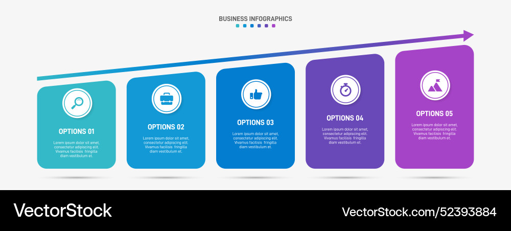 Horizontal progress bar featuring 5 arrow-shaped Vector Image
