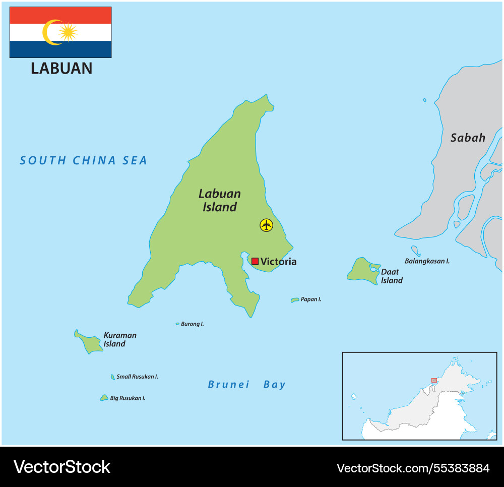 Map of labuan malaysia Royalty Free Vector Image