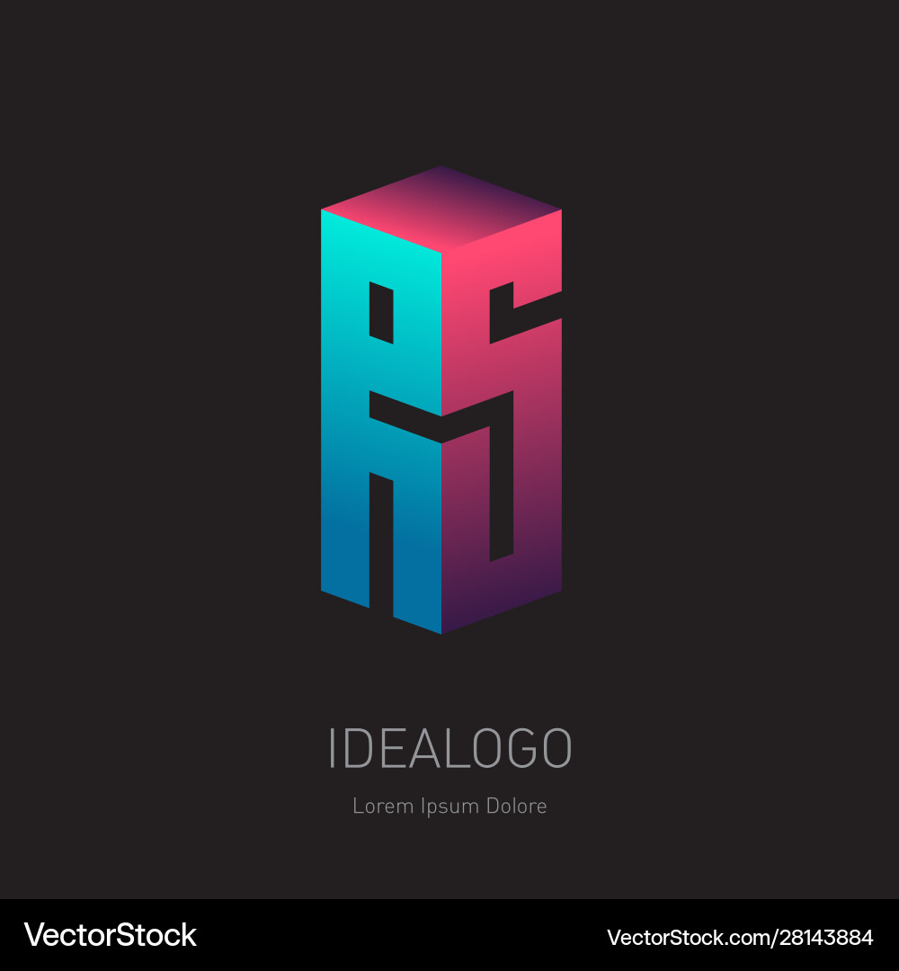 Rs - initials or logo design element 3d icon s Vector Image