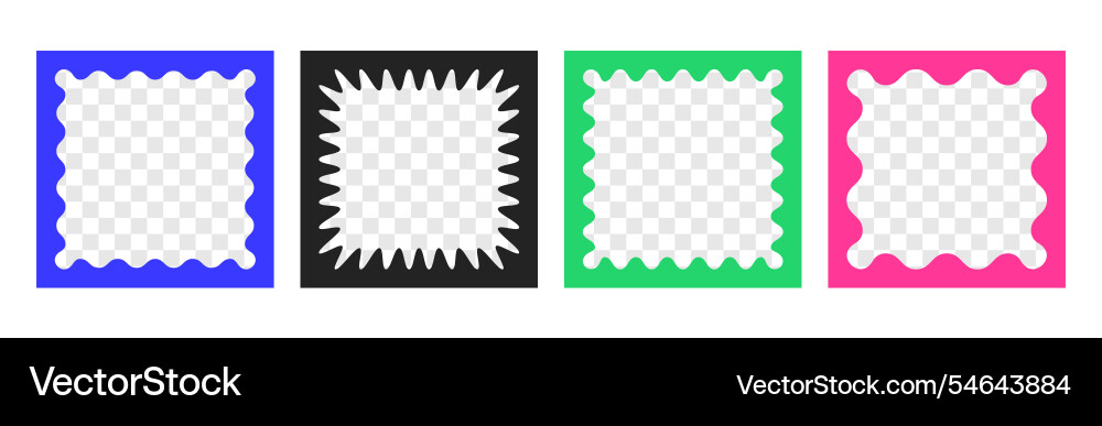Set of colored squiggle square photo frames – Royalty-Free Vector ...