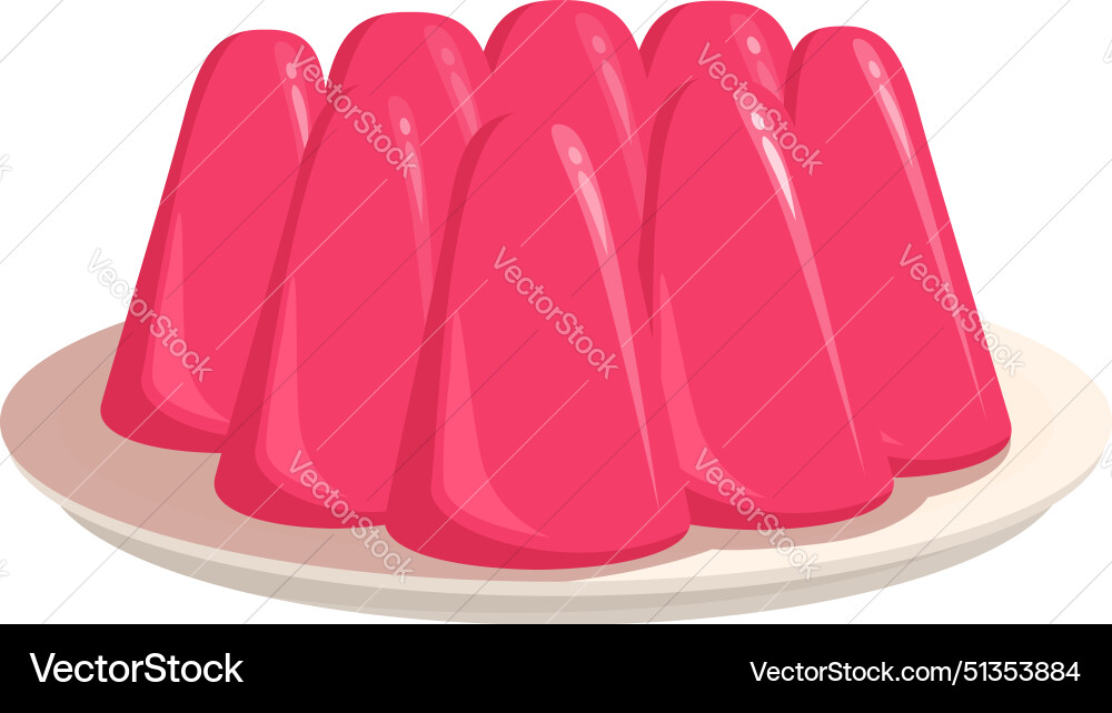 Vibrant pink jelly on plate Royalty Free Vector Image