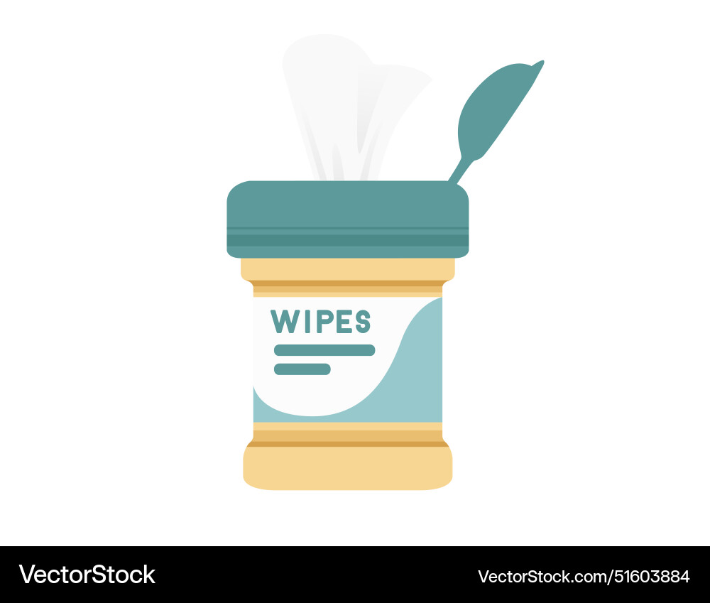 Wet cleaning wipes in plastic jar isolated Vector Image