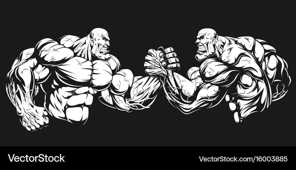 Armwrestling wrestling on hands Royalty Free Vector Image