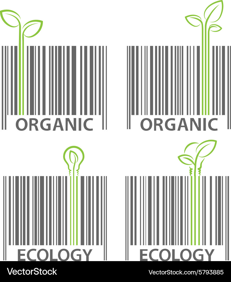 Bio Barcode Ecology Symbol Set Lizenzfreies Vektorbild