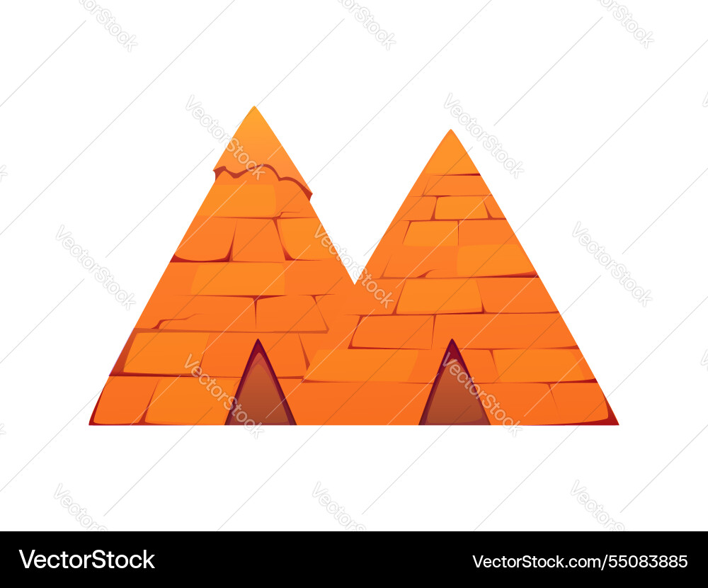 Cartoon egyptian font pharaoh pyramids m letter Vector Image