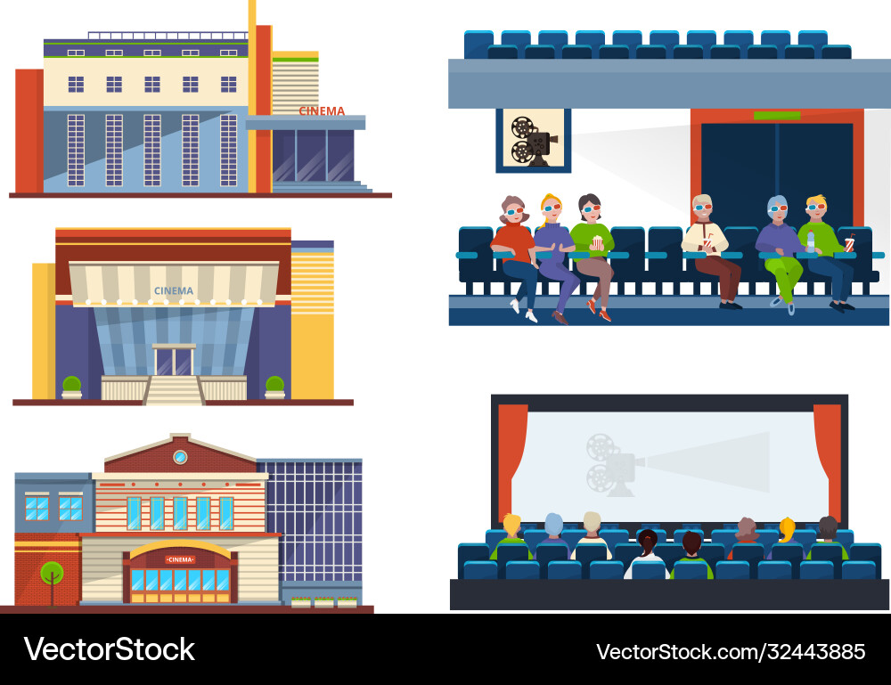 Cinema Facades & Auditorium Royalty Free Vector Image