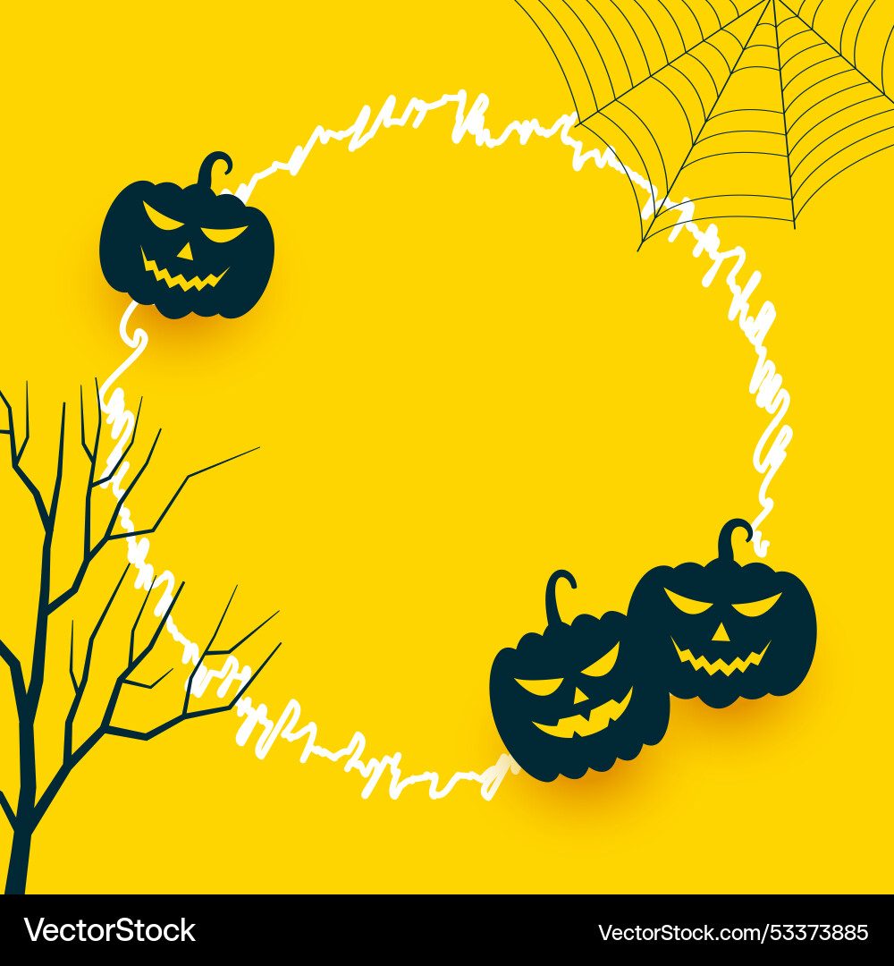 Circular halloween frame yellow background Vector Image