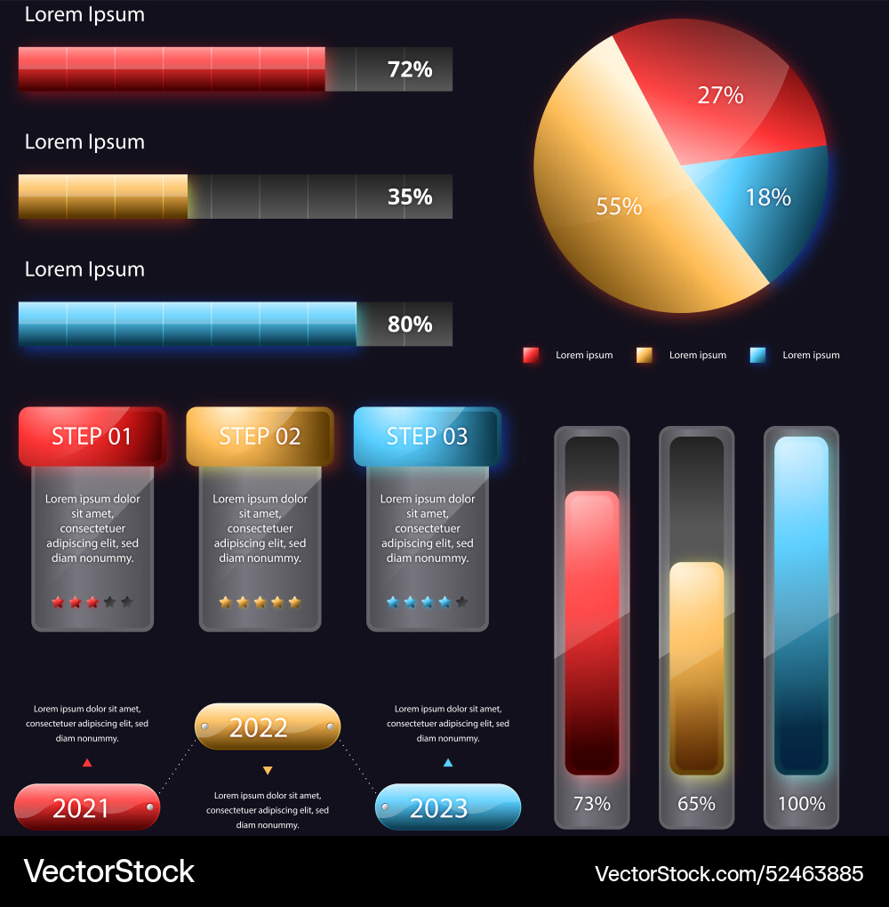 Colorful glossy infographic pack Royalty Free Vector Image