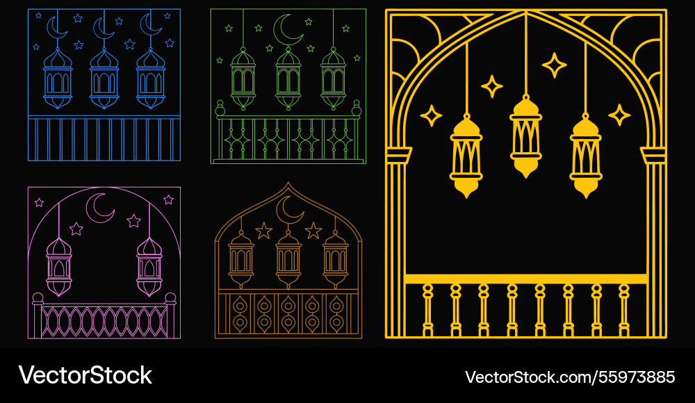 Colorful islamic architecture with lanterns Vector Image