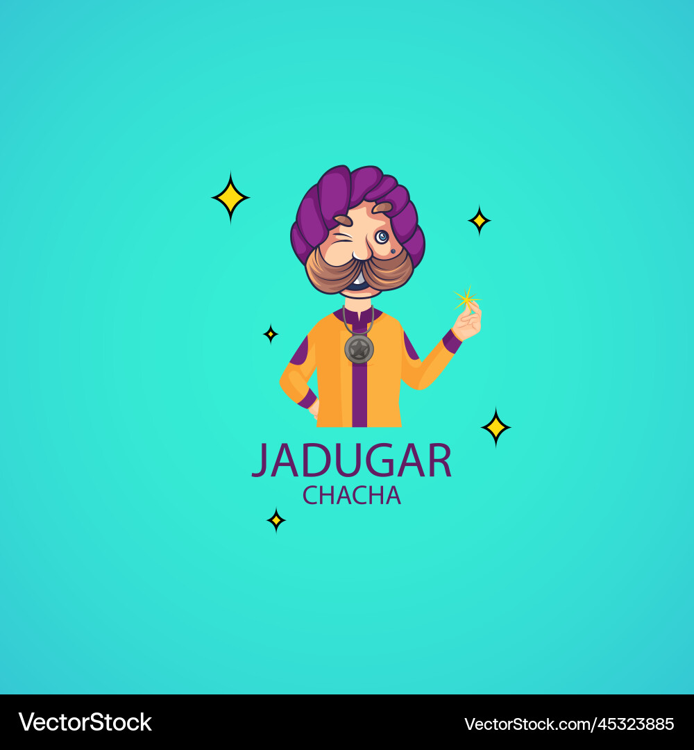 Jadugar chacha mascot logo Royalty Free Vector Image