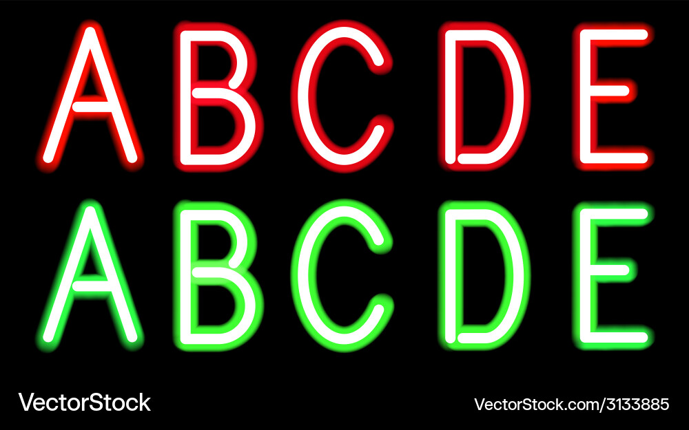 Neon alphabet Royalty Free Vector Image - VectorStock