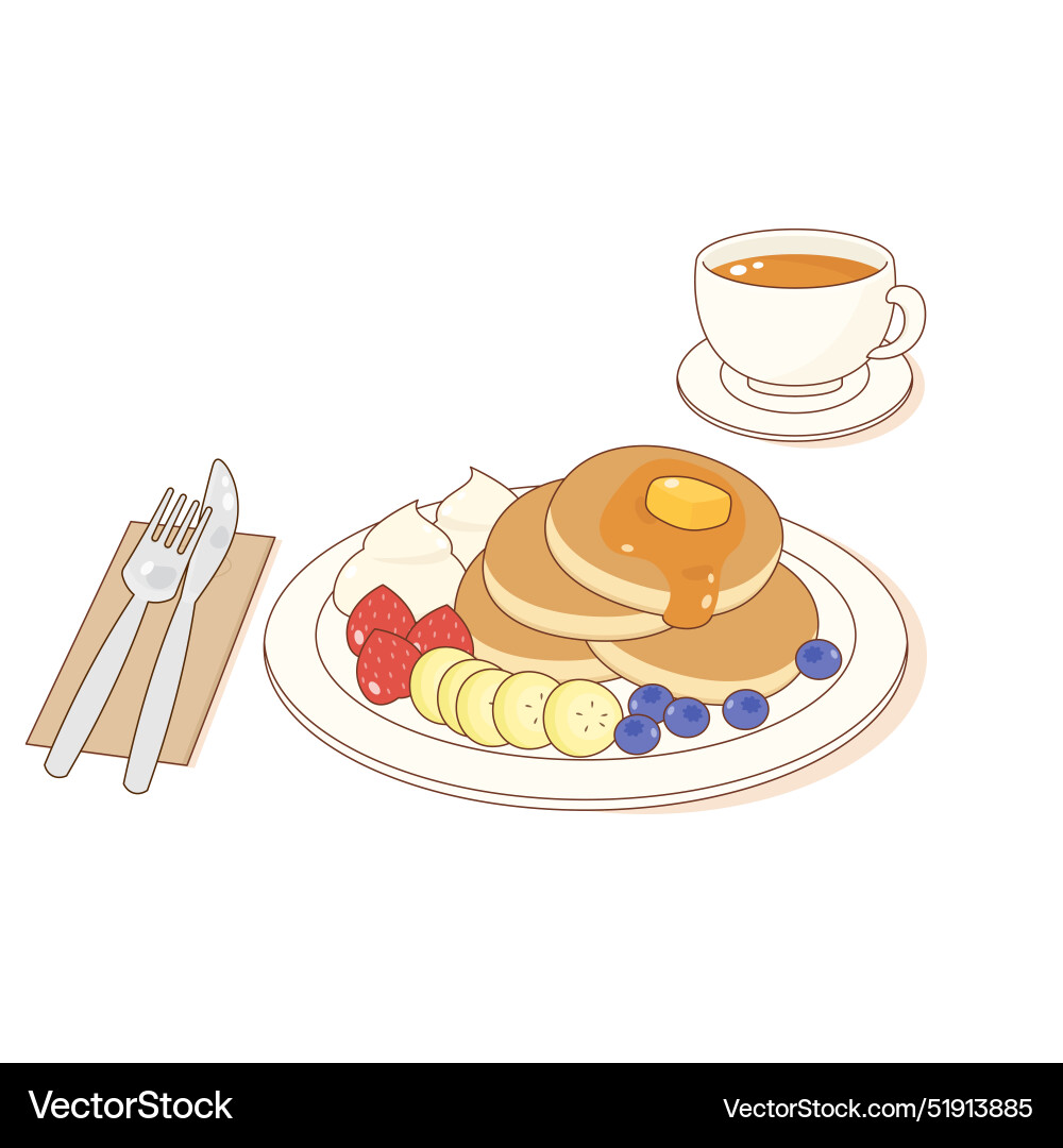 Pancake breakfast set 2 Royalty Free Vector Image