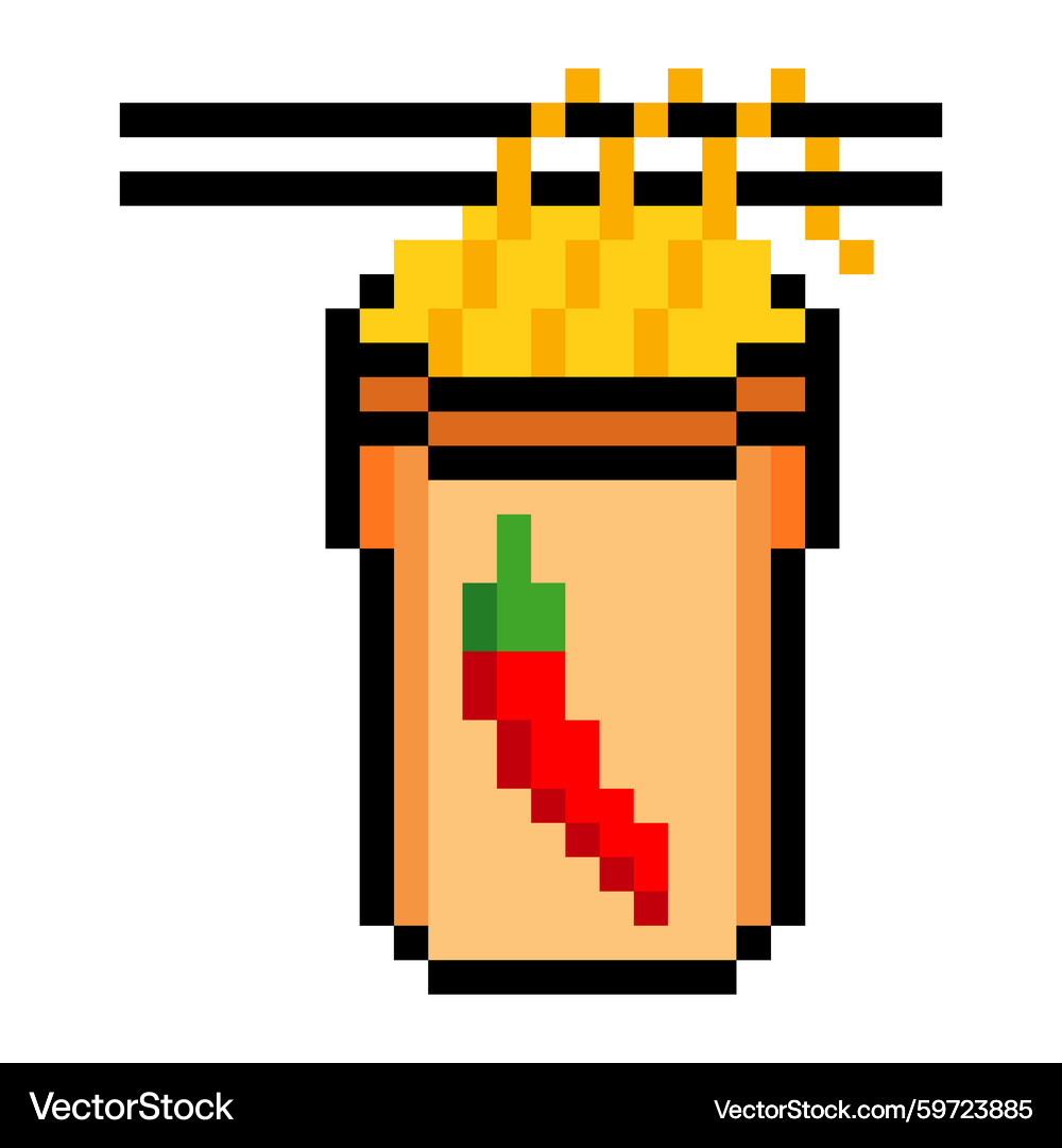 Pixel Art Instant Noodles Cup – Royalty-Free Vector | VectorStock
