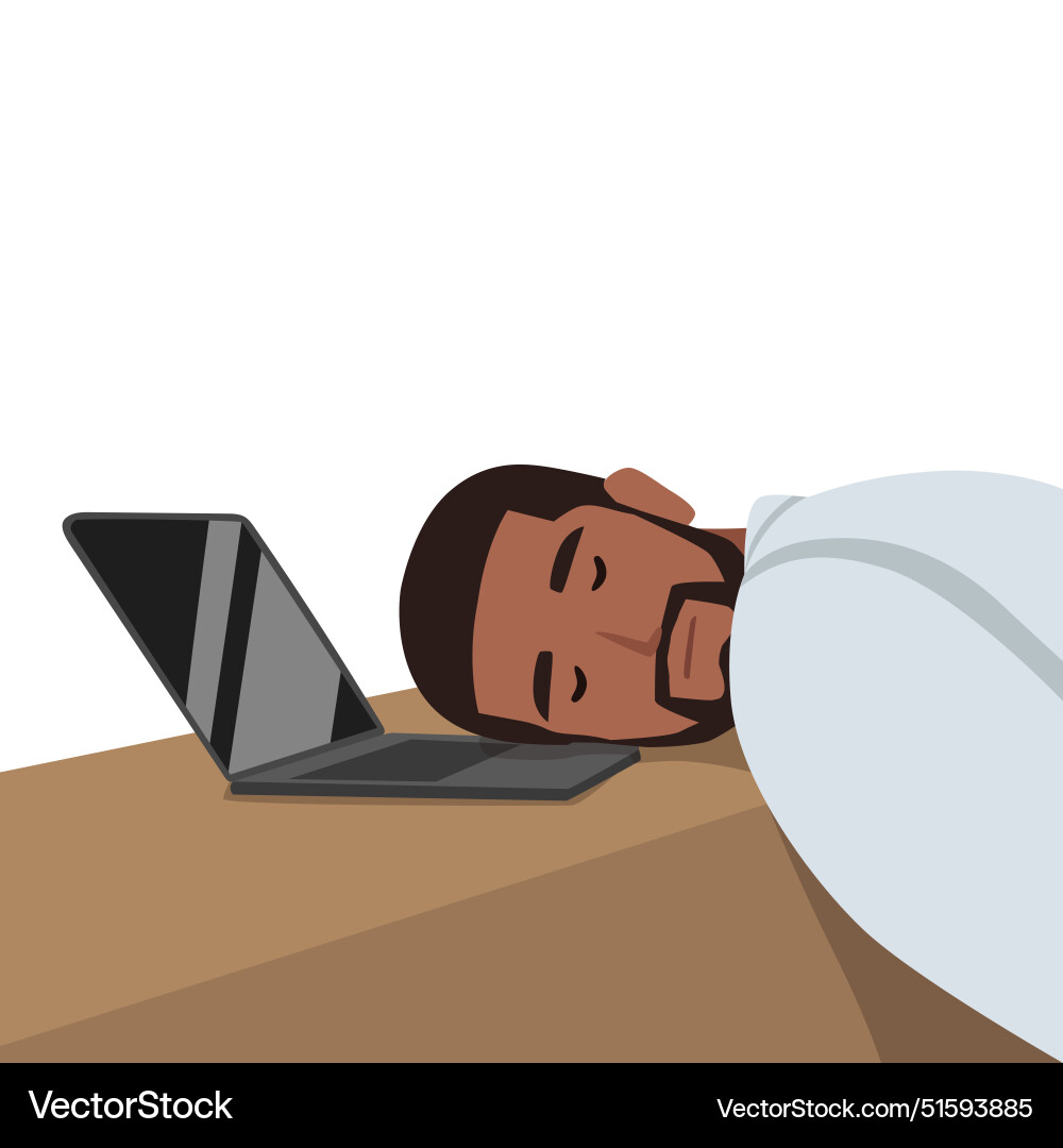 Tired and stressed young business man sleeping Vector Image