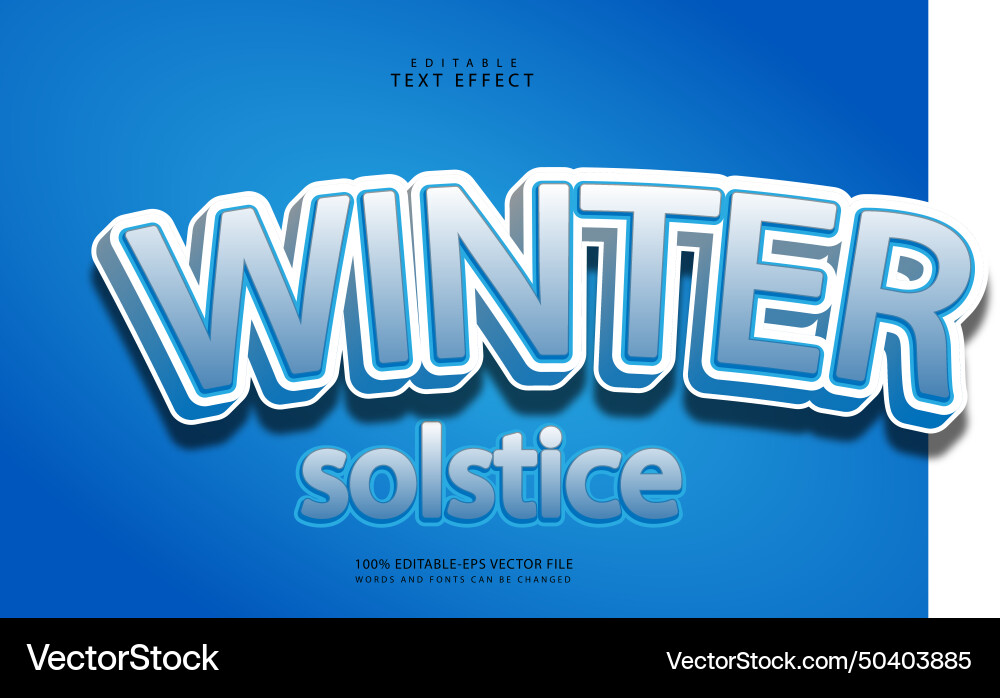 Winter solstice editable text effect 3 dimension Vector Image